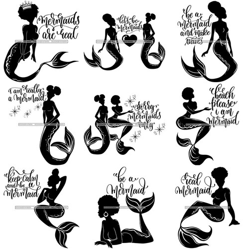 Bundle 9 Afro Mermaids SVG Black Woman Power Strong Goddess - Etsy
