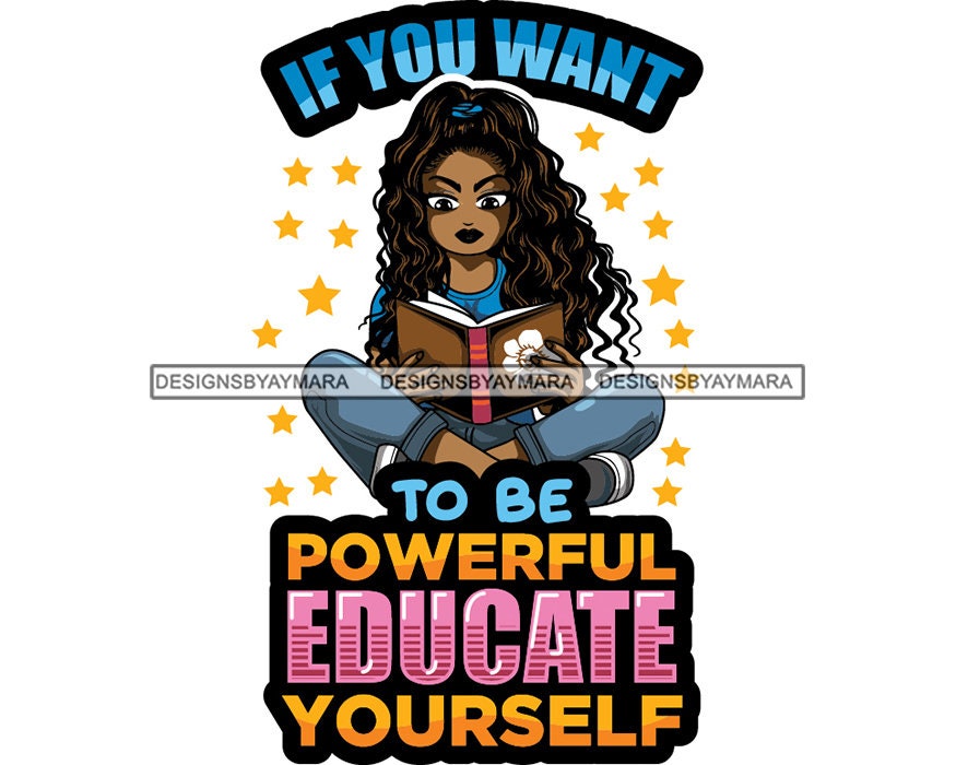 Bundle 9 Afro Lola Reading SVG Education Quotes Nubian Queen | Etsy