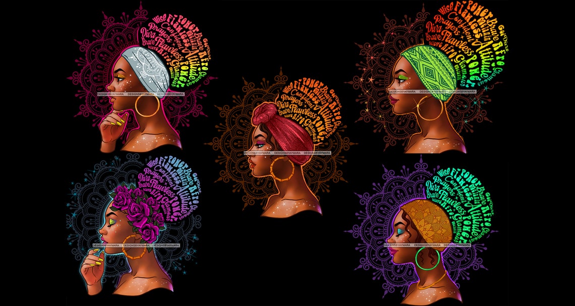 Bundle 5 Afro Woman Messy Bun Puff Brave Flawless Attitude - Etsy
