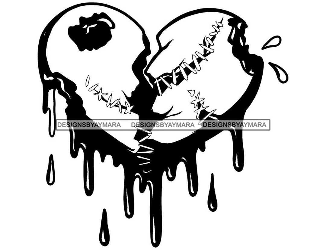 Broken Heart Scars Stiches Pain Brokenhearted Dripping Blood Tattoo ...