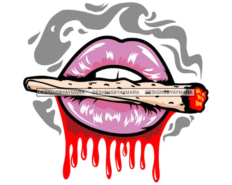 Mouth Lips Marijuana Blunt Joint Pot Stoned 420 Weed Leaf High | Etsy