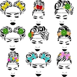 Bundle 40 Designs Messy Bun Different Hairstyles Beauty Salon Logo ...