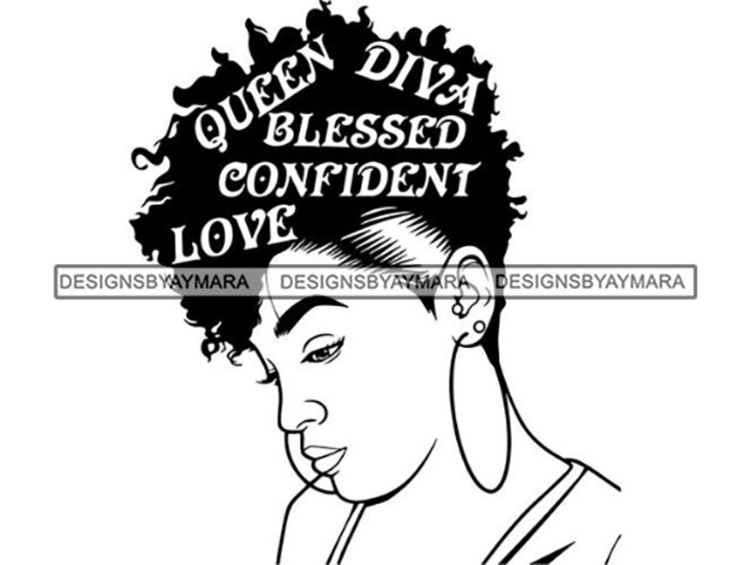 Black Woman Natural Hair African American Lady Nubian Queen Diva .SVG ...