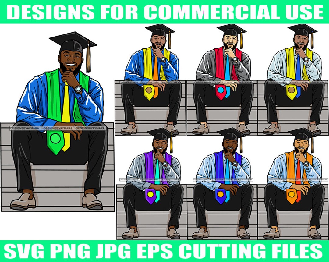 Handsome Man Sitting Stairs Graduate Gown Bundle School Student ...