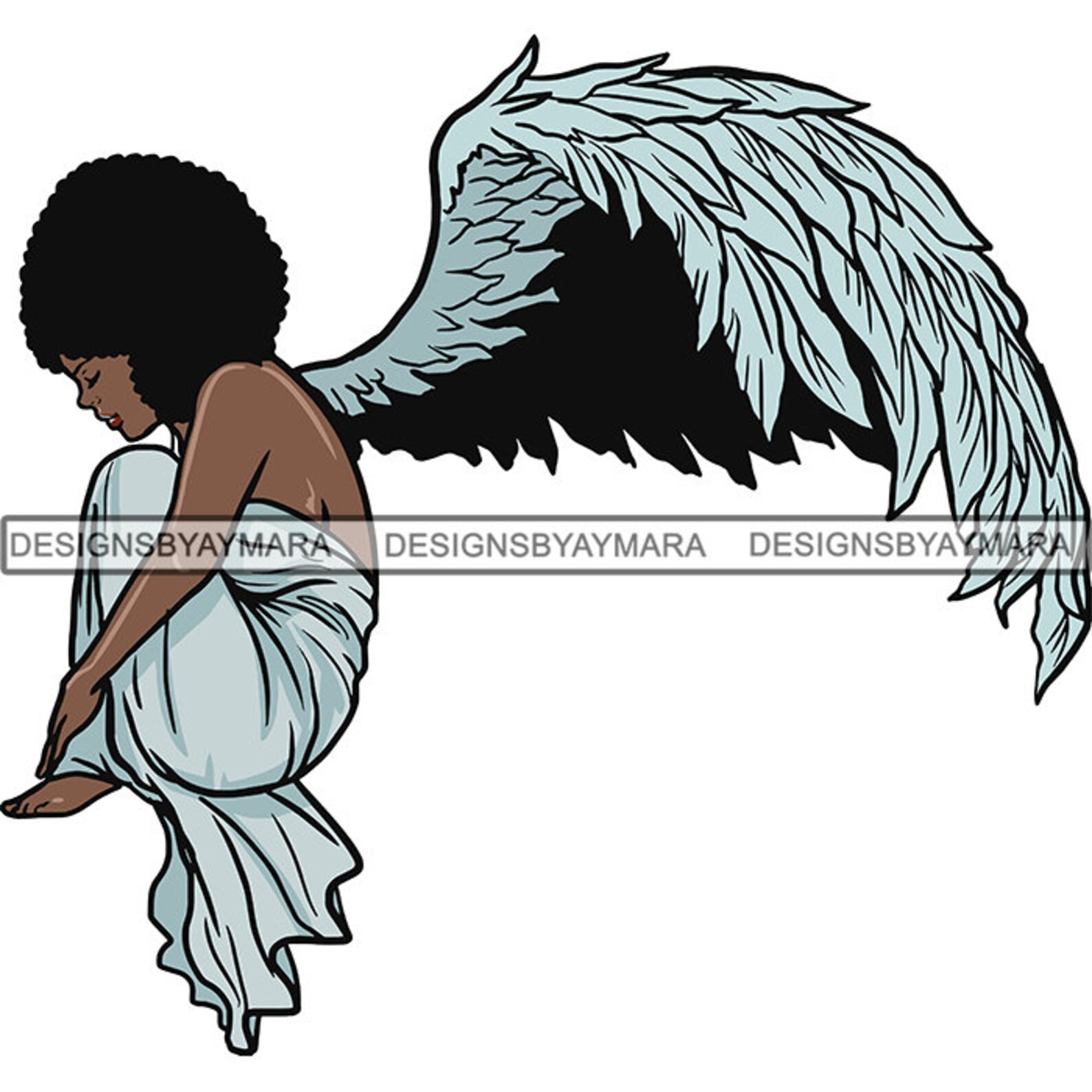 Afro Black Angel SVG Woman Goddess Wings Fairy Melanin Fly Lady Nubian ...