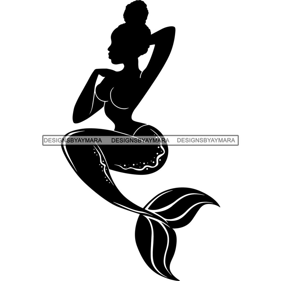 Black Afro Mermaid Woman Aquatic Creature Queen Nubian Goddess Female ...