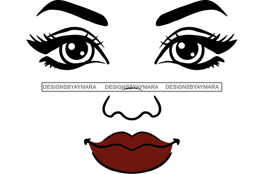 Woman Face SVG Big Eyes Make up Model Lipstick Lips Eyebrow Long ...