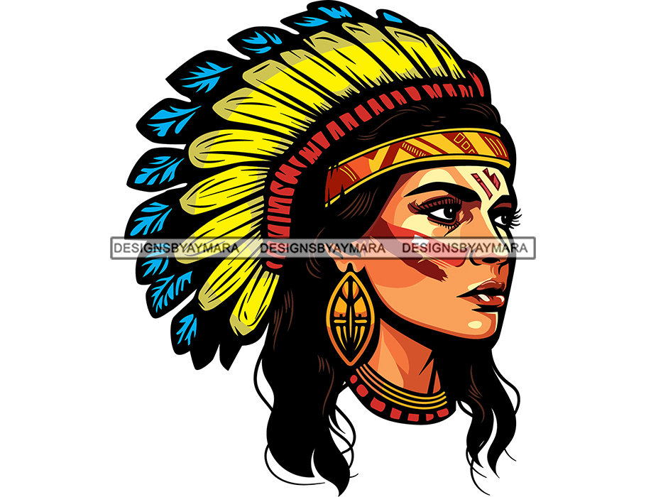 Cherokee Indian Woman Face Traditional Headdress Apache Tribe - Etsy