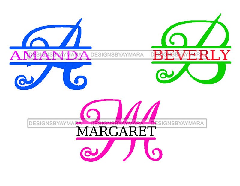 Split Monogram Alphabet Designs Abc Basic Elements Set of - Etsy