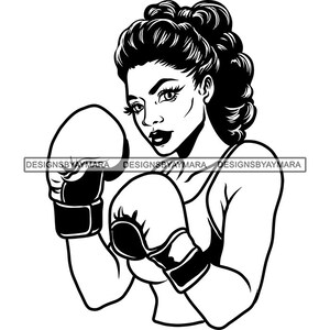 Athletic Melanin Strong Fighter Boxer Woman Boxing Gloves Sport Fit ...