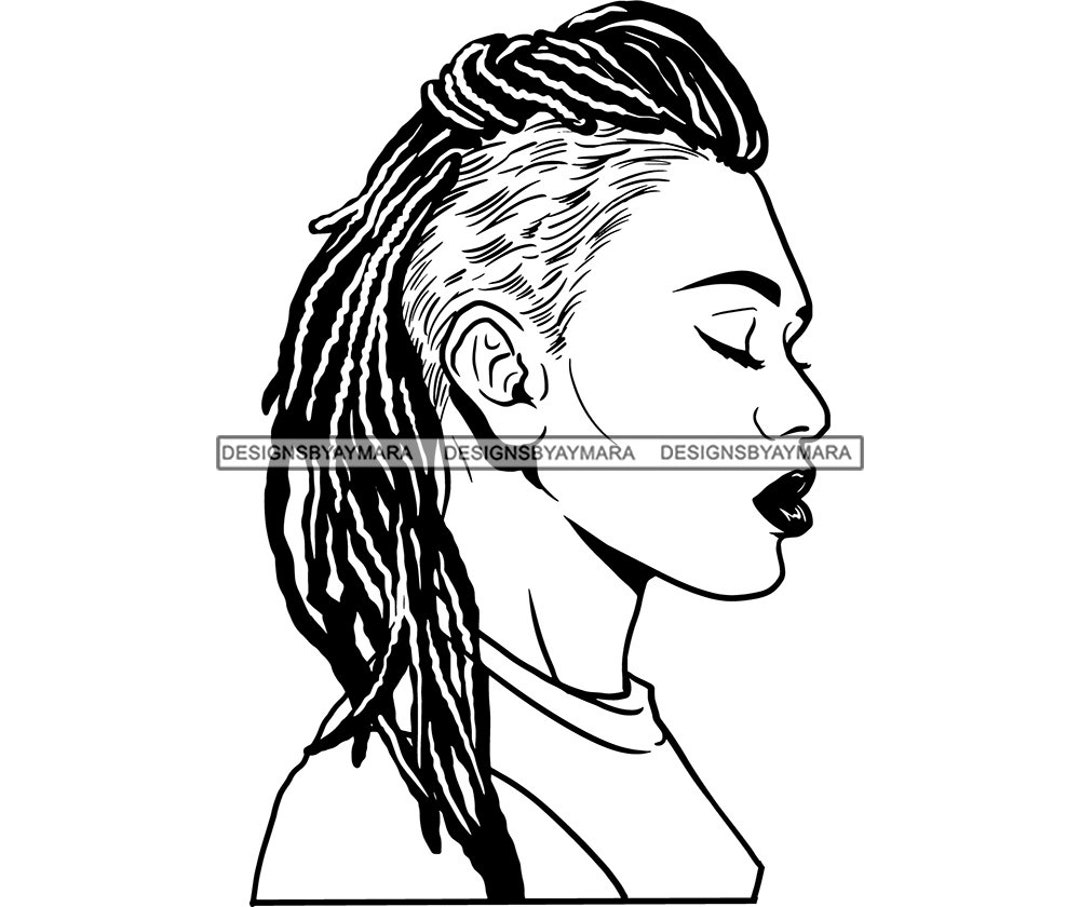 Beautiful Woman Portrait Mohawk Hairstyle Dreadlocks Hair Locs Dark ...