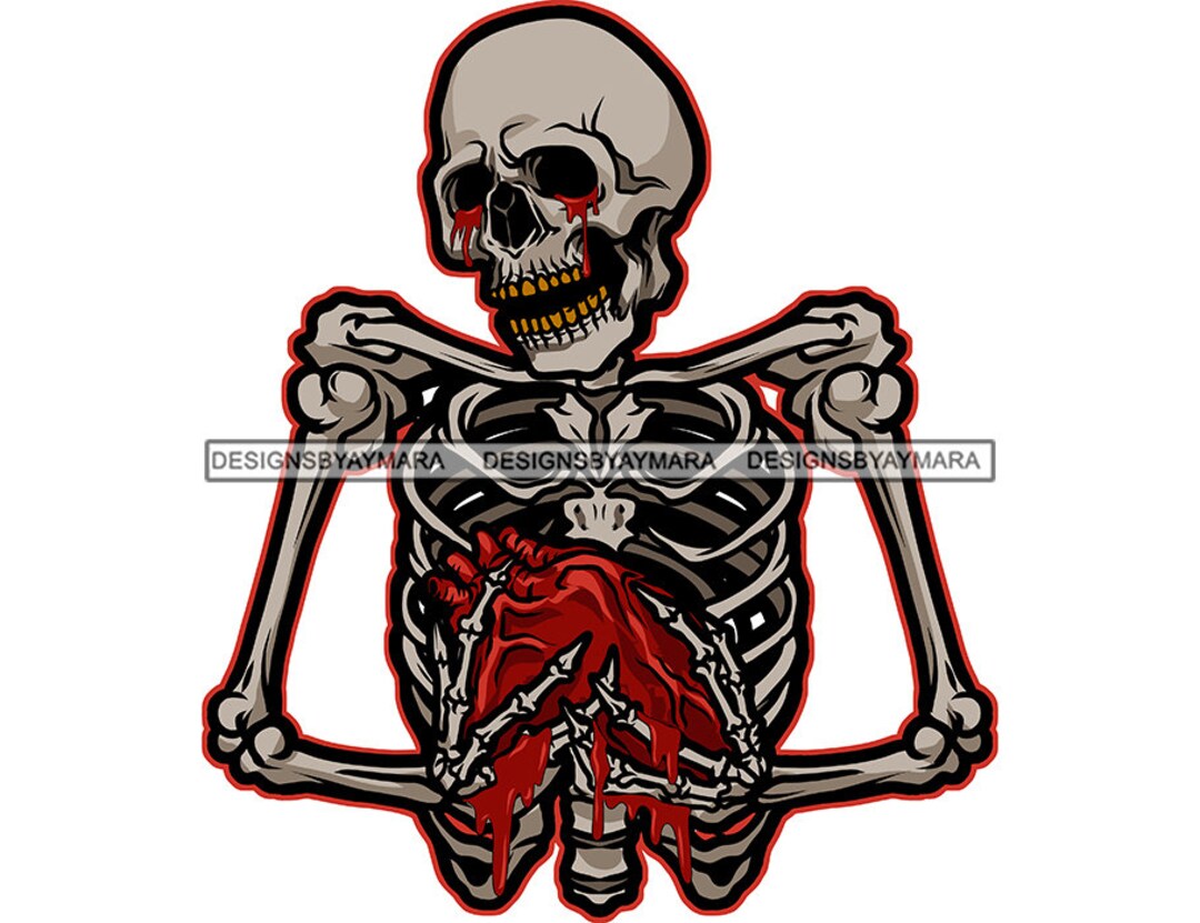 Skull Carrying Human Heart Grief Crying Bleeding Pain Heartbreak Spooky ...