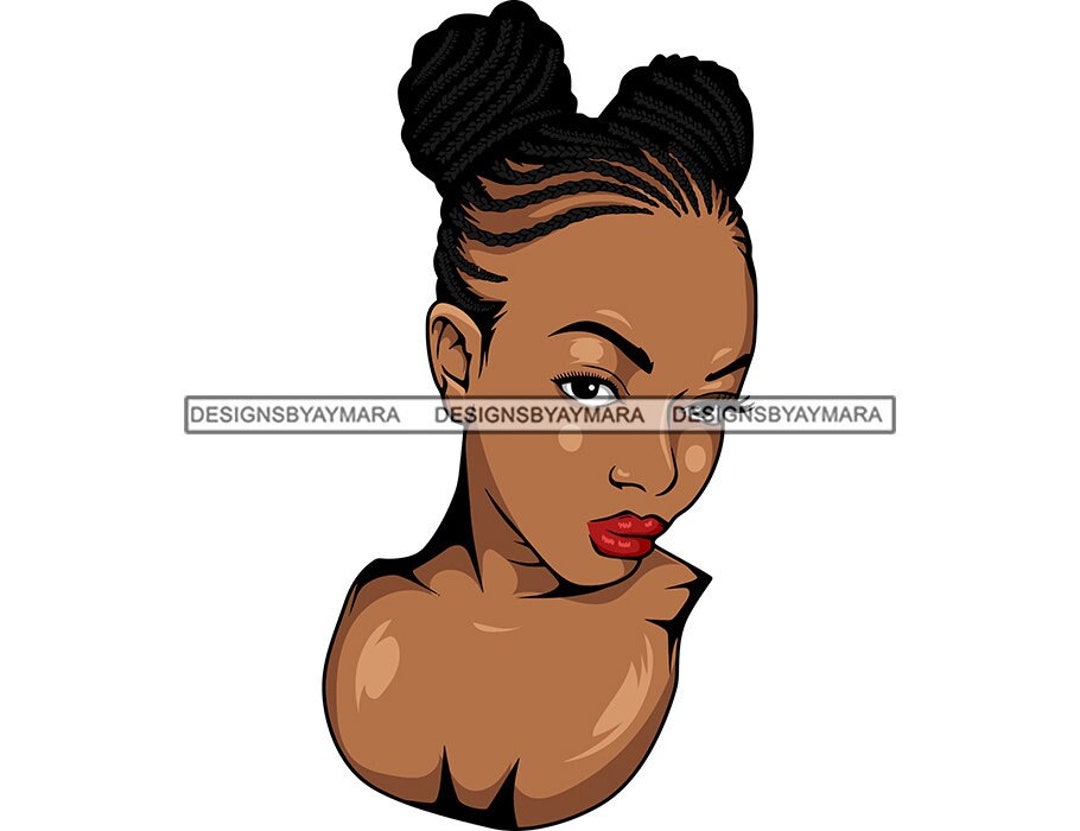Melanin Woman Head Fulani Cornrows Braids Hairstyle Ponytail Cornrows ...