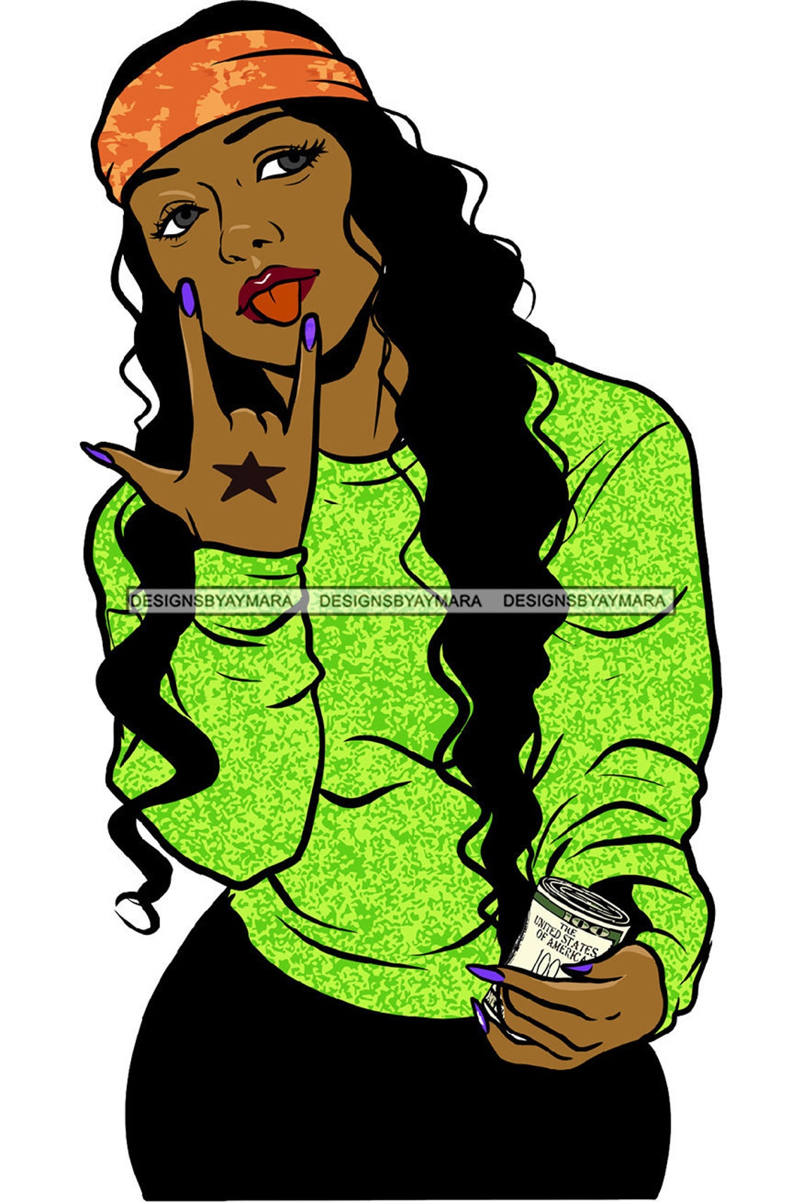Ghetto Girl Gangster Street Girl Funky Young Woman Face Urban - Etsy