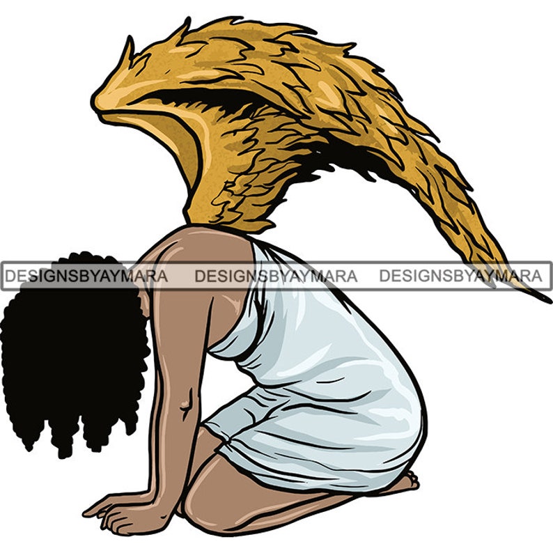 Afro Black Angel SVG Woman Goddess Wings Fairy Melanin Fly Lady Nubian ...