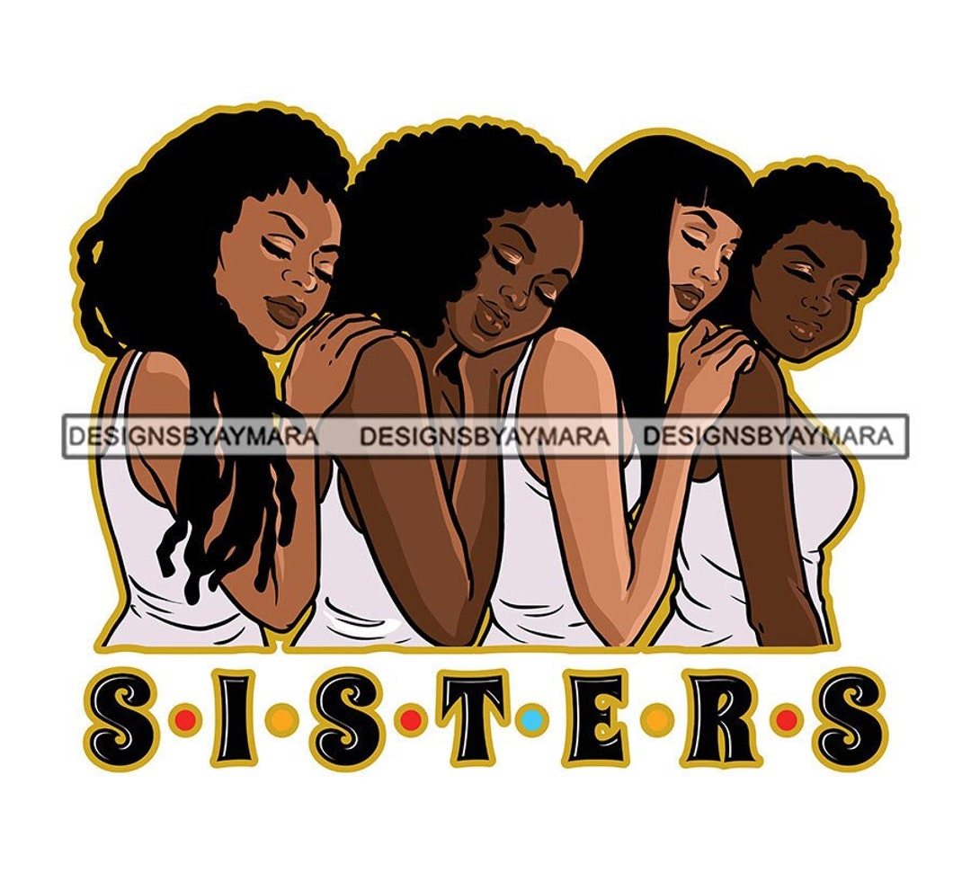 Four Beautiful Sisters Leaning on Each Other Different Etnicity True ...
