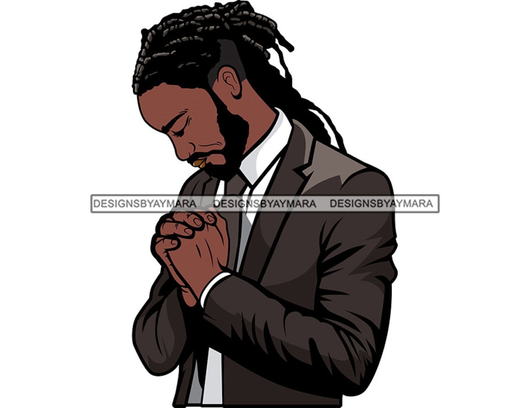 African American Black Man Praying God Dreadlocks Hair Classy Elegant ...