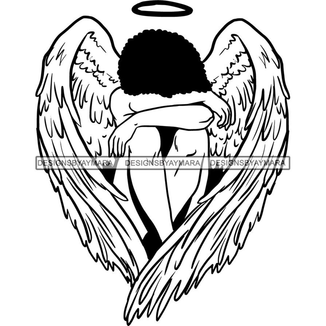 Afro Black Angel SVG Woman Goddess Wings Fairy Melanin Fly Lady Nubian ...