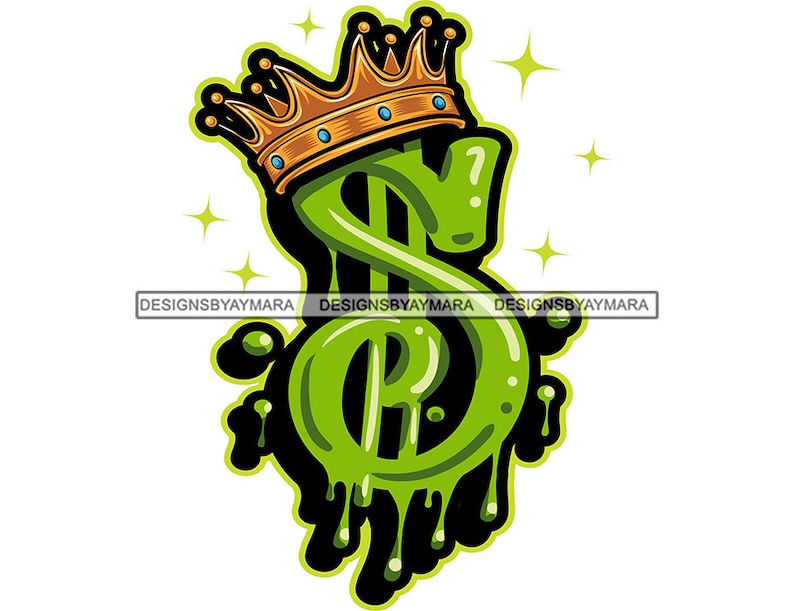 King Money Sign Dripping Cartoon Character Style Crown Royal - Etsy