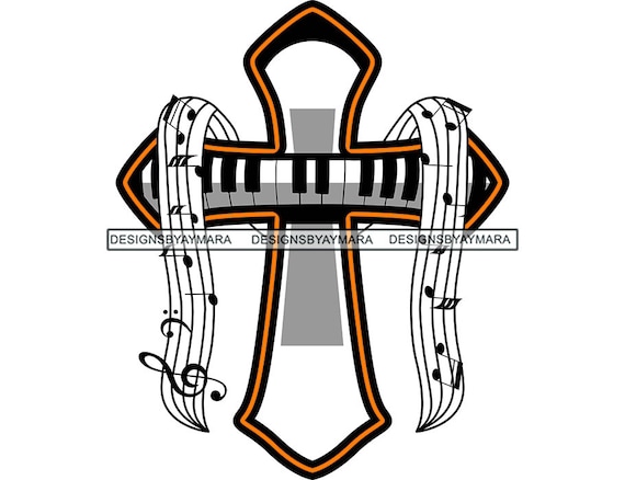 Cross Music Notes Piano Key Music Lover Religion Christianity | Etsy