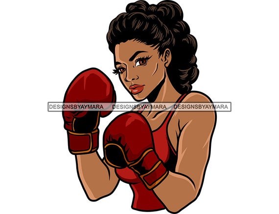 Girl Boxing Gloves Cartoon