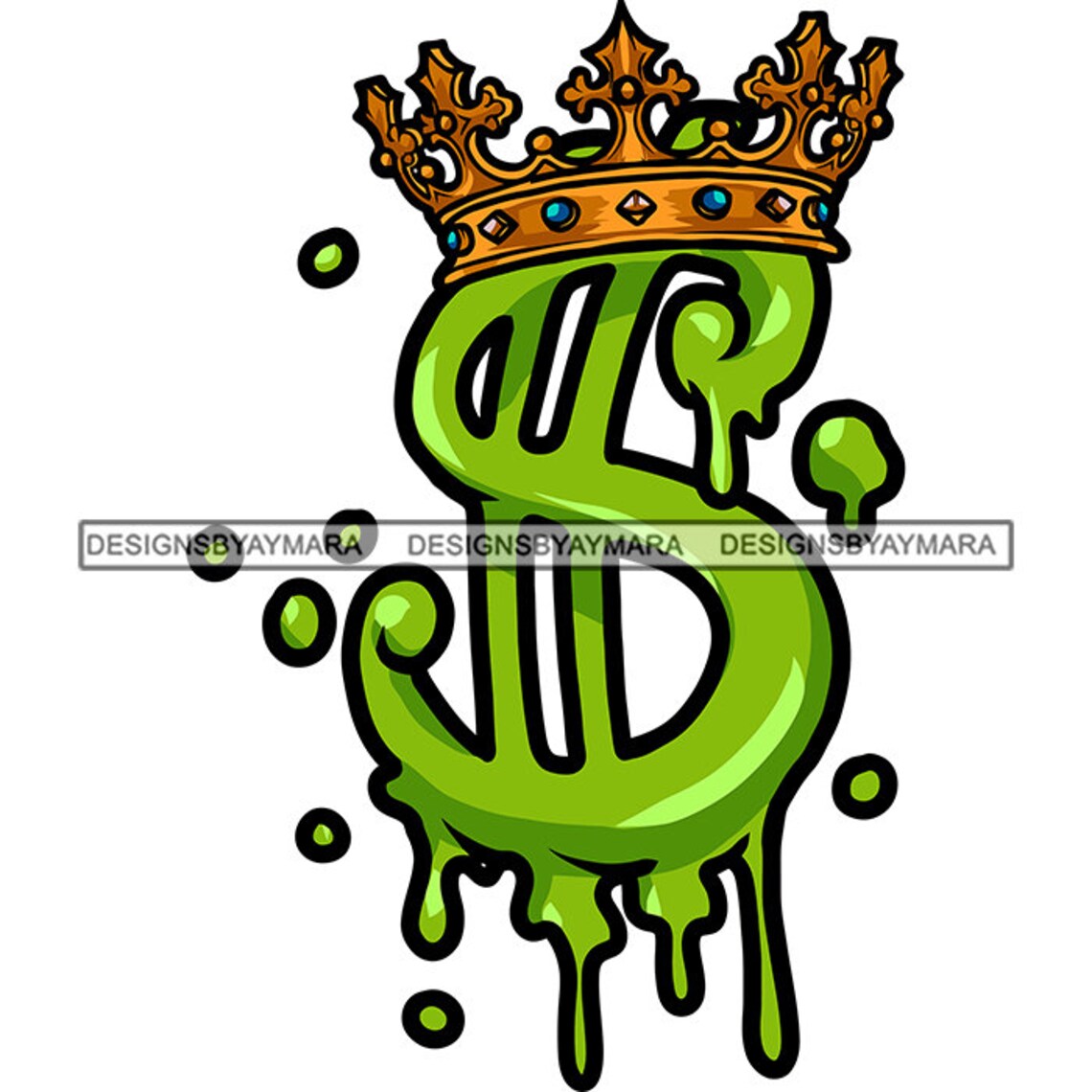 Money Sign Cartoon Character King Crown Majesty Royal Dollar - Etsy