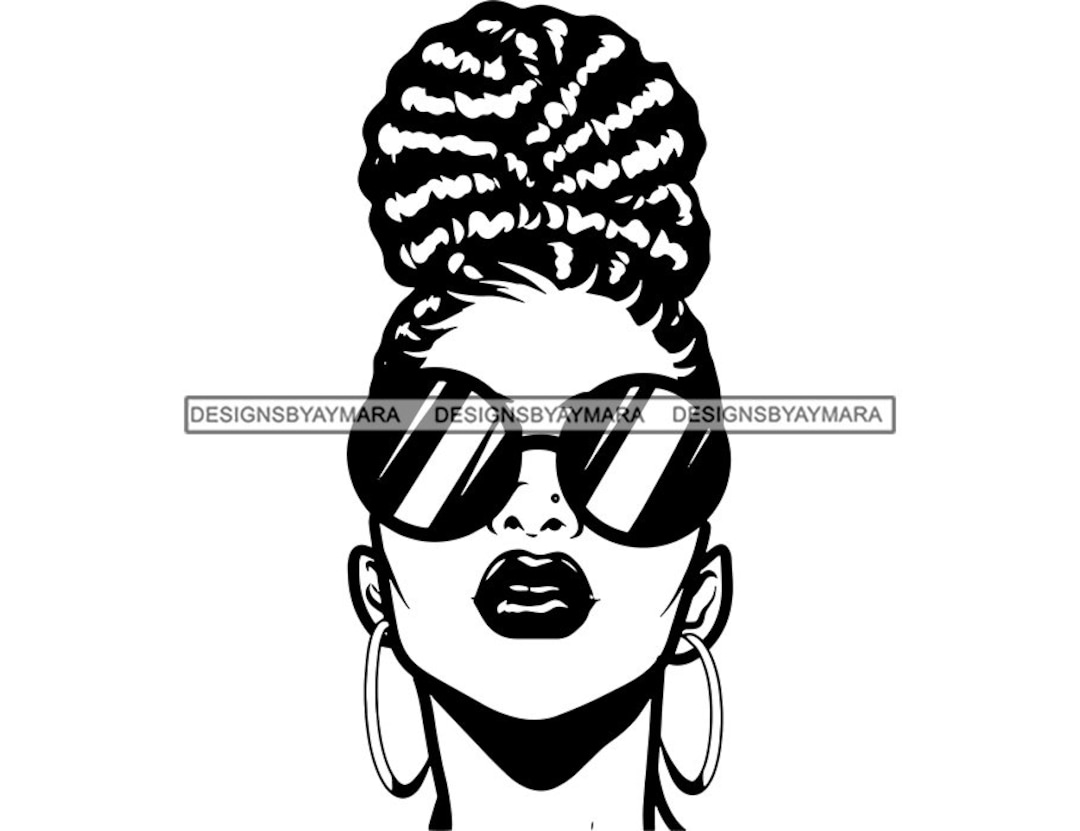 Melanin Woman Portrait Locs Dreads Hair Messy Bun Updo Hair Closed up ...