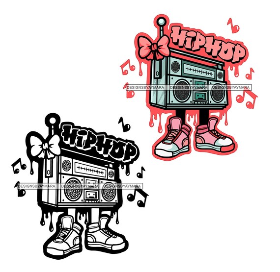 Boombox Drawing With Music Notes