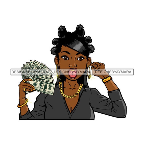 Afro Woman Money Success Hundred Dollar Bill Hustler Rich - Etsy