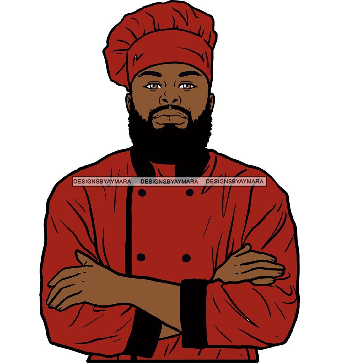 Afro Man Chef Culinary Uniform Hat Cooking Occupation Job Business ...
