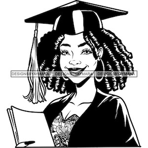 Pretty Melanin Young Girl Graduation Cap Locs Hair Gown Diploma ...