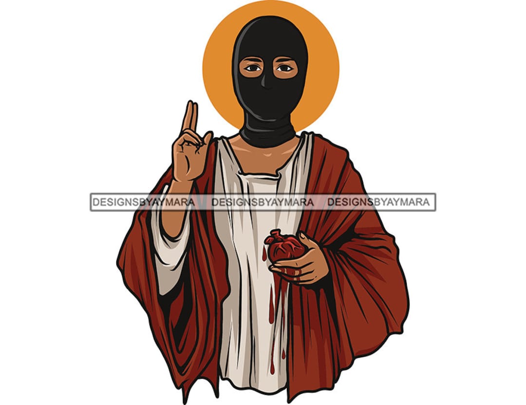 Gangster Jesus Ski Mask Carrying Human Heart Bleeding Blood Prophet ...