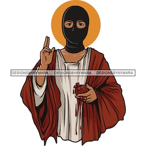 Gangster Jesus Ski Mask Carrying Human Heart Bleeding Blood Prophet ...