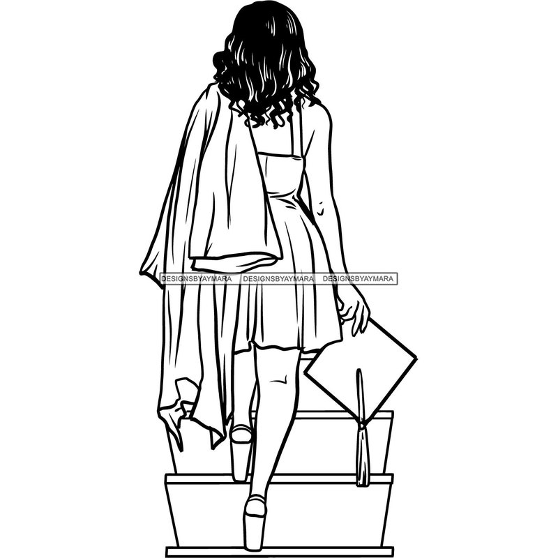 Graduation Girl Outline Svg - Etsy