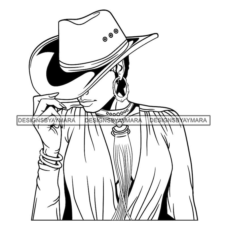 Melanin Woman Urban Girl Cowboy Hat Swag Hip Hop Fashion Woman - Etsy