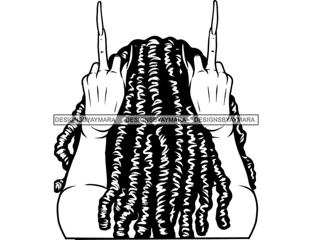 Woman Giving Middle Finger Maen Gesture Ghetto Street Girl Long ...