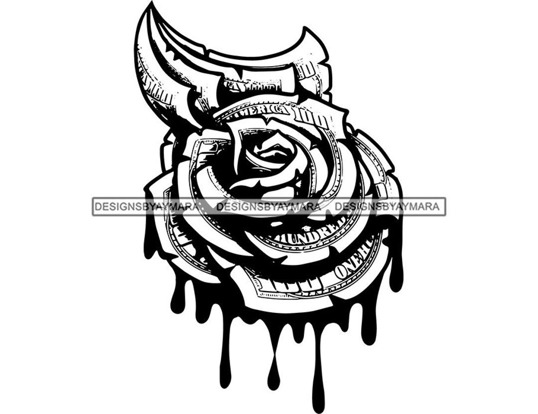 Cash Money Red Rose Dripping Drip Dollar Grind Grinding Hustling Bank ...