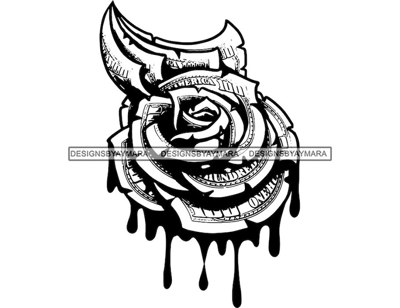 Cash Money Red Rose Dripping Drip Dollar Grind Grinding - Etsy