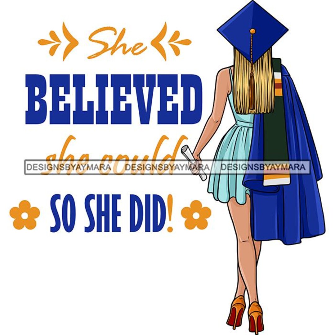 Graduation Blonde Woman Ceremony Cap Diploma Believed Education Degree ...
