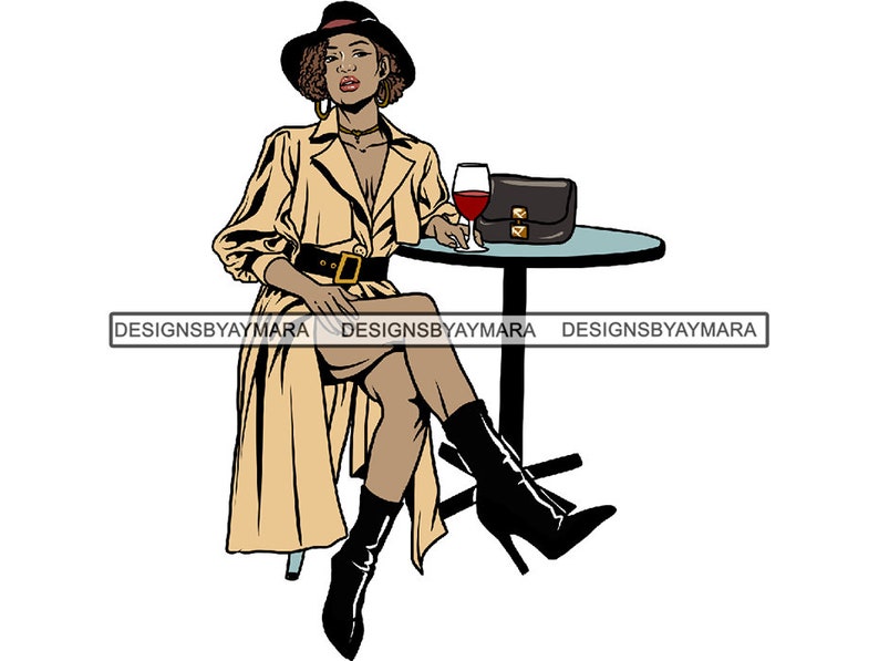 Afro Woman Drinking Wine Files For Print Nt For Cutting Etsy