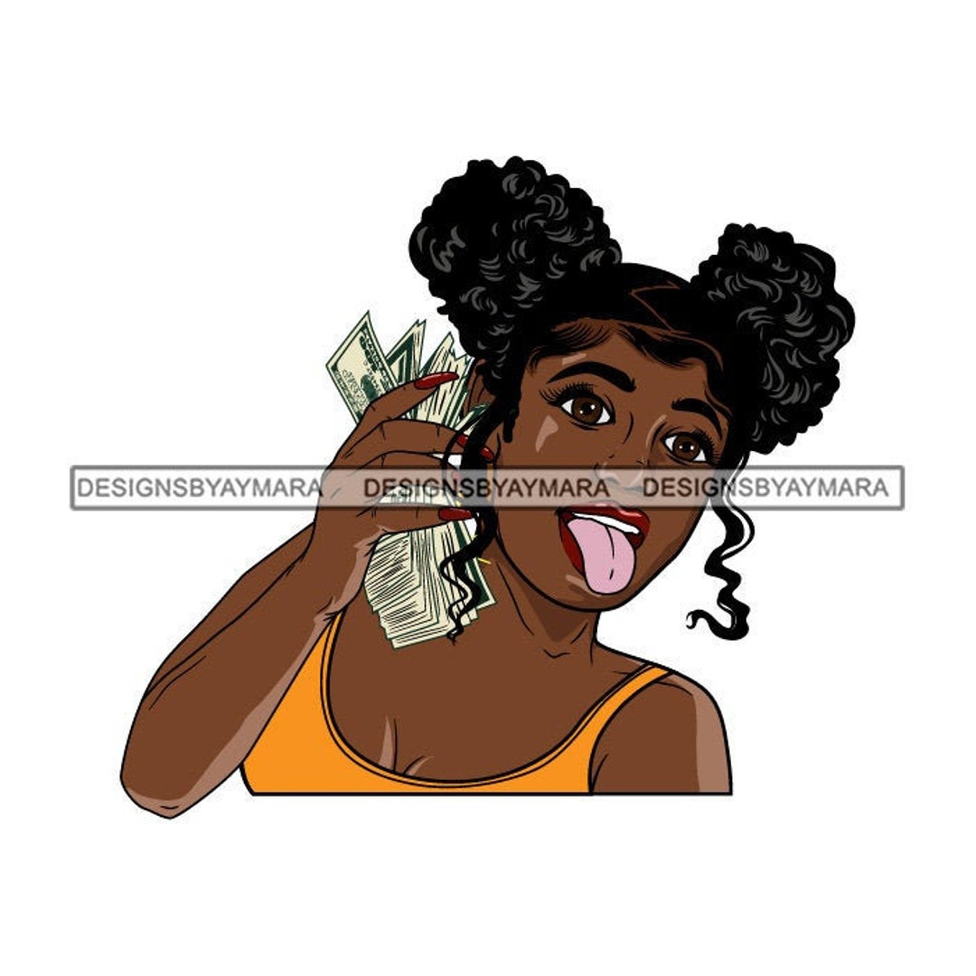 Afro Woman Puff Hair Bad Ass Money Showing Street Urban Ghetto Girl ...