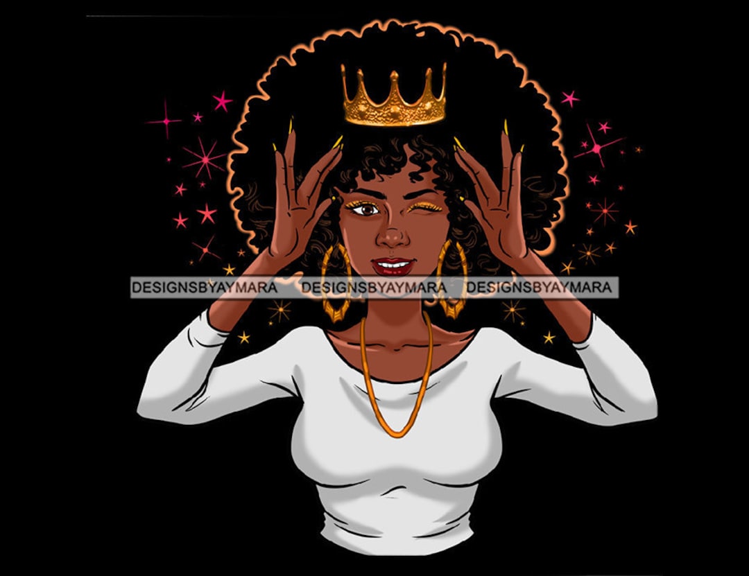Afro Queen Hands Holding Crown Power Royalty Proud African American ...