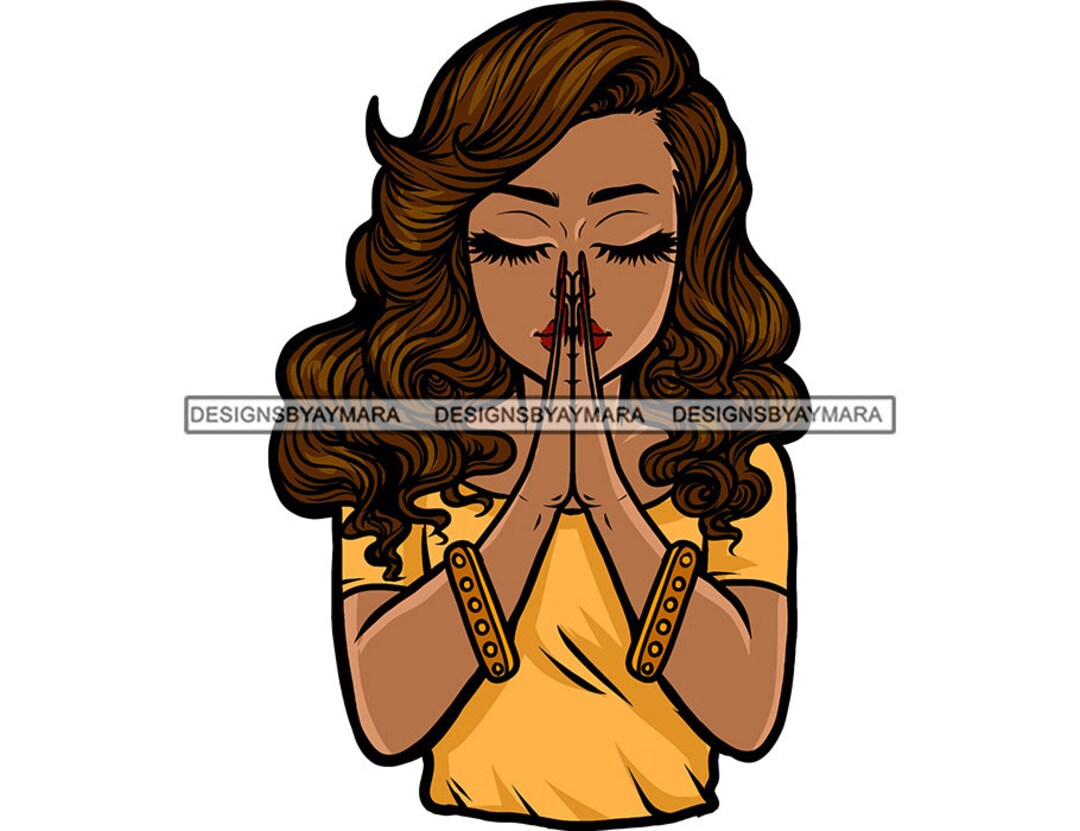 Devotee Latina Woman Praying God Lord Pray Prayers Pray Wavy Hair Holy ...