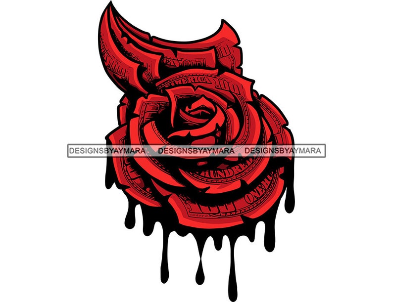 Cash Money Red Rose Dripping Drip Dollar Grind Grinding - Etsy