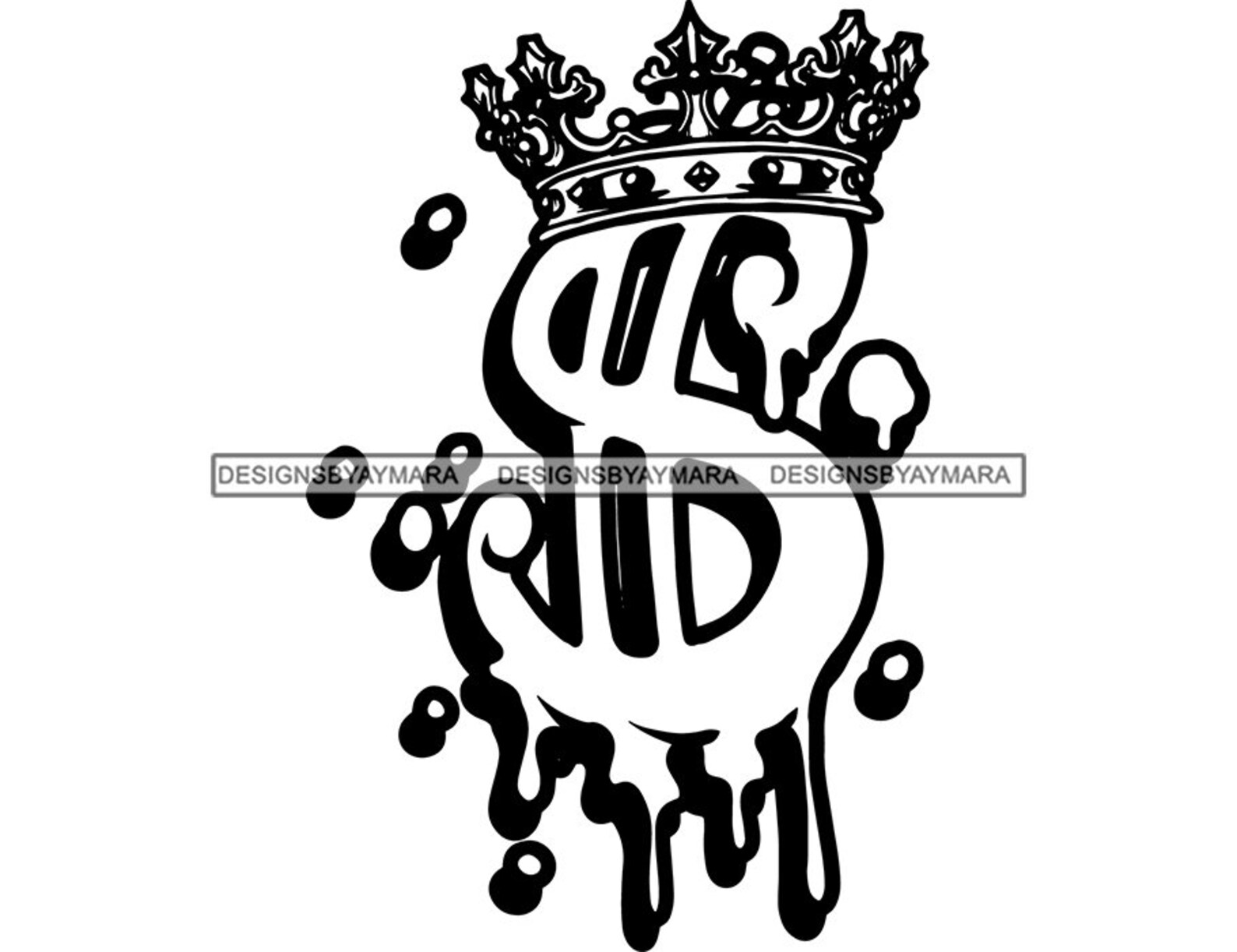 King Money Sign Dripping Queen Cartoon Character Crown Royal Power ...