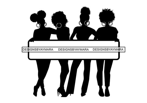 Afro Women Holding Banner Logo Melanin Nubian Black Girl Magic | Etsy