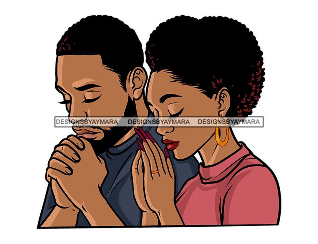 Melanin Young Religious Couple Praying God Prayer Hands Pray Worship ...