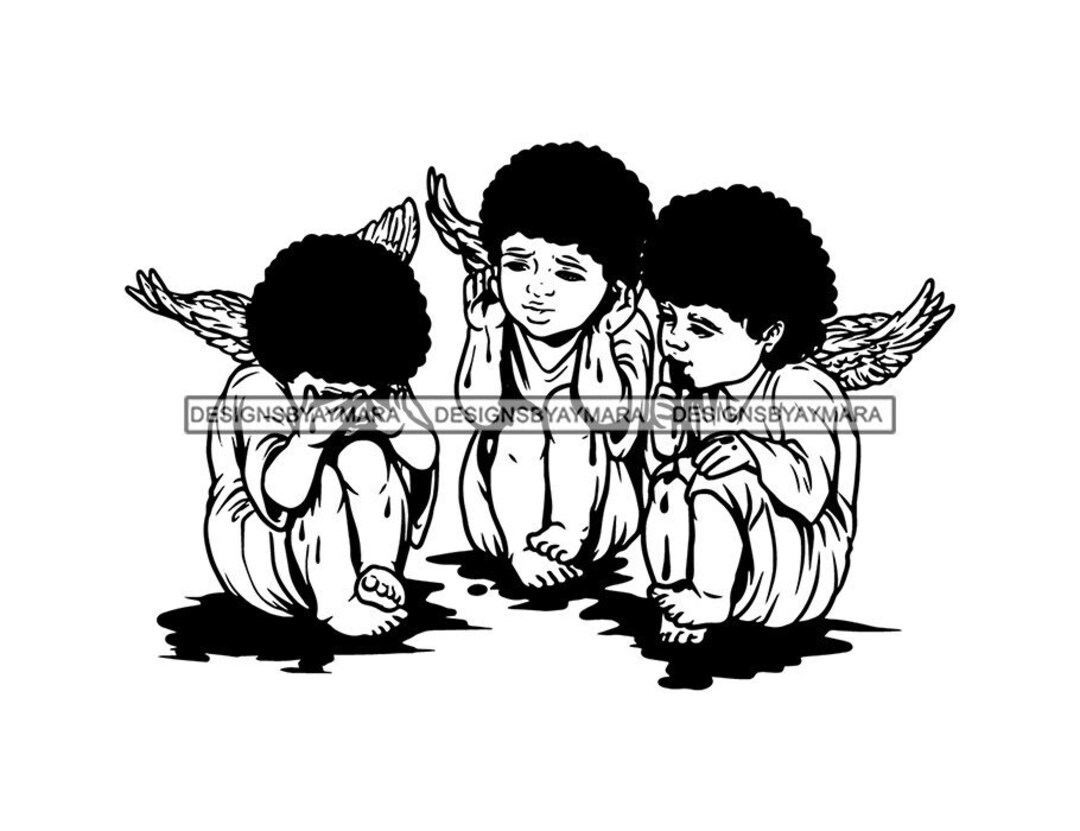 Baby Angels Black Boys See No Evil Hear No Evil Speak No Evil Statue ...