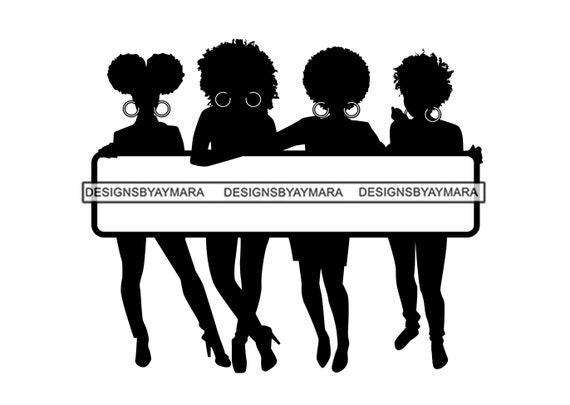 Afro Women Holding Banner Logo Melanin Nubian Black Girl Magic | Etsy