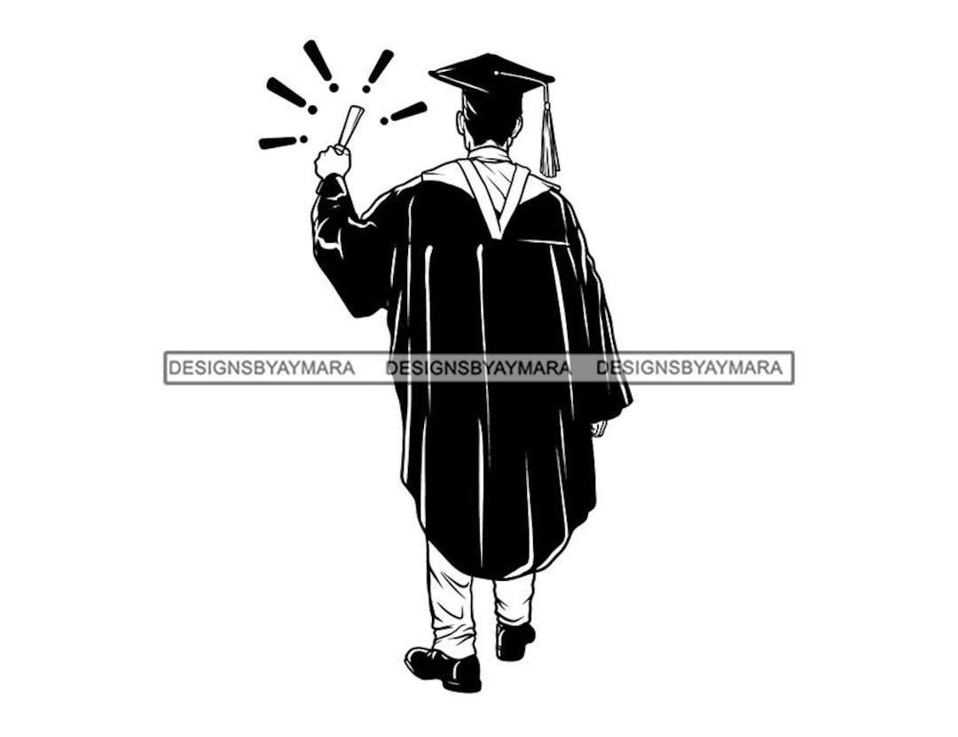 Graduation Young Man Holding Diploma Cap Gown Achievement Education ...
